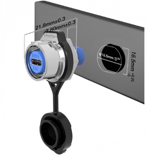 CNLINKO LP-16-Serie, USB C 3.1 Kunststoff Einbaubuchse als Durchführung ...